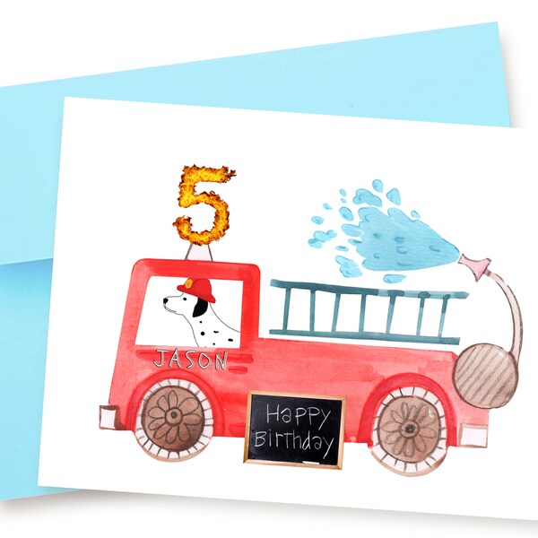Fire Truck Card - Etsy