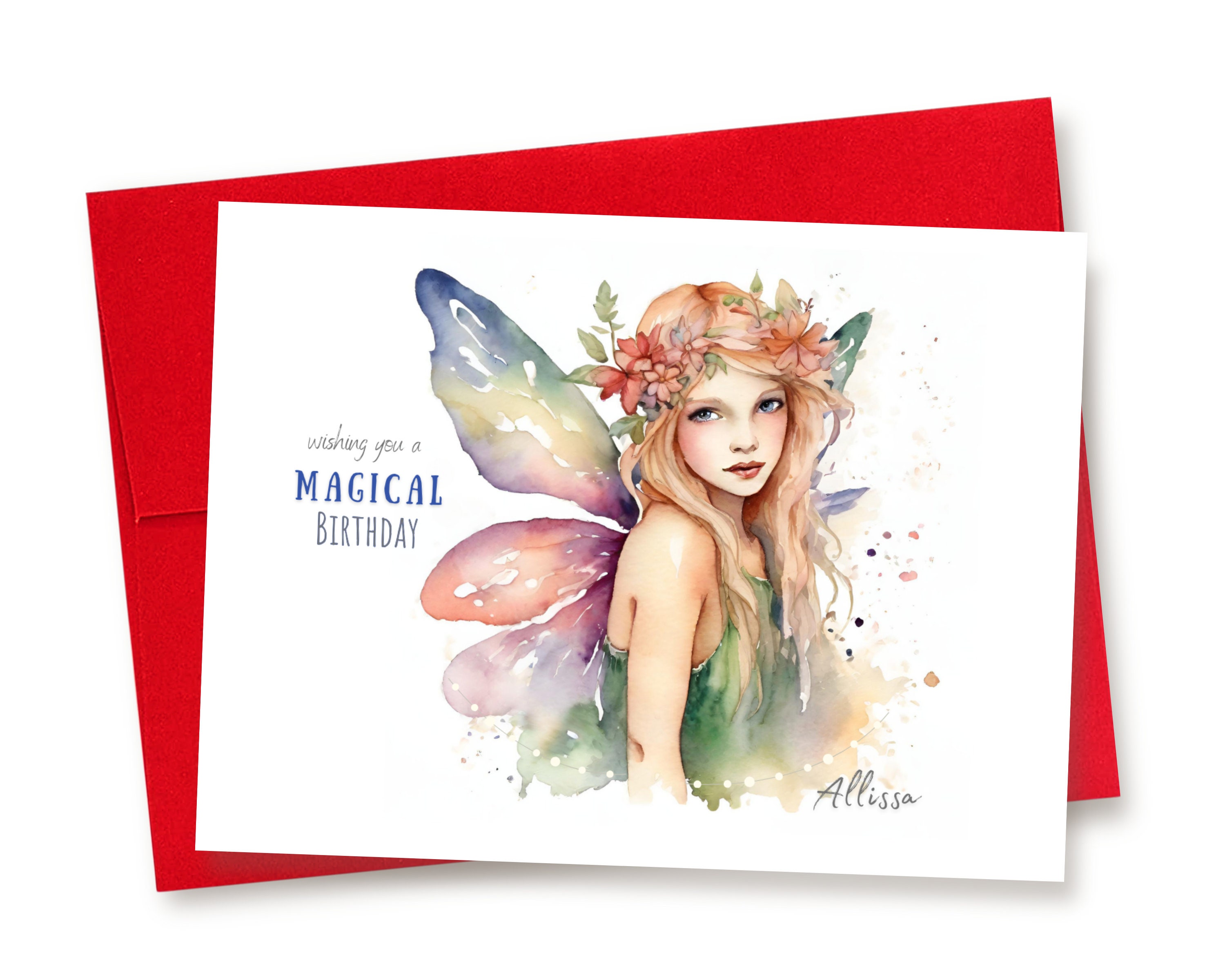 Personalized Fairy Birthday Card: Magical Watercolor Art - Etsy