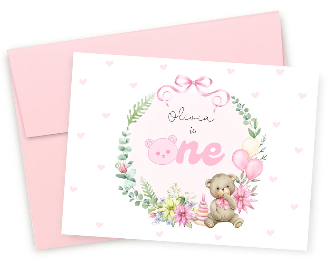 Personalized First Birthday Card Girl First Birthday Card - Etsy