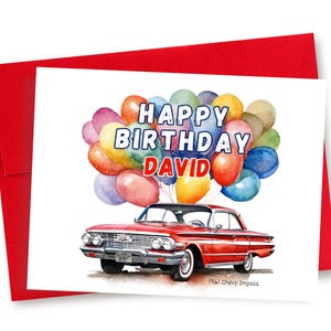 Personalized 1961 Chevy Impala Birthday Card: Classic Car Lover Gift - Etsy