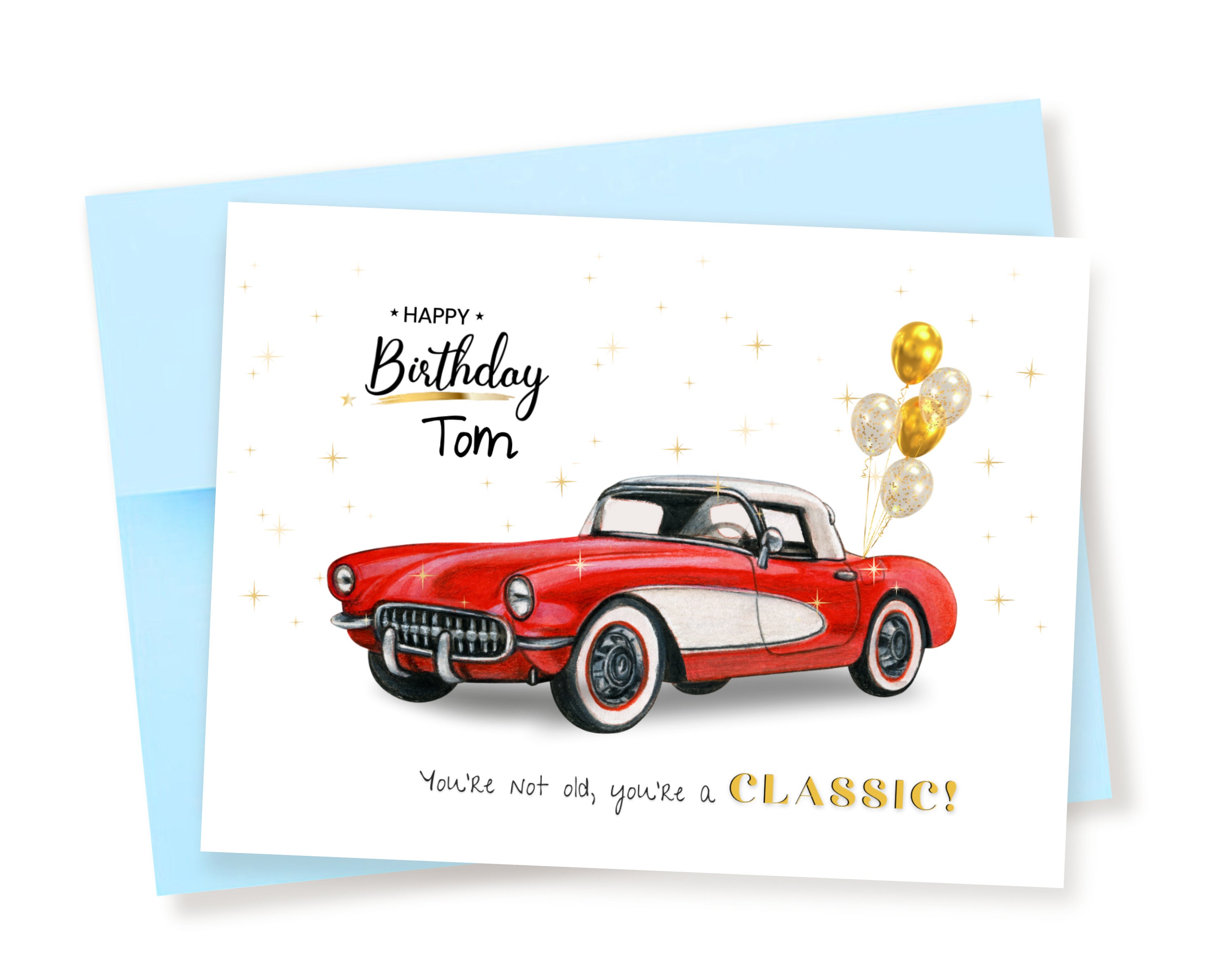 Personalized Classic Corvette Birthday Card: Car Lover Gift - Etsy