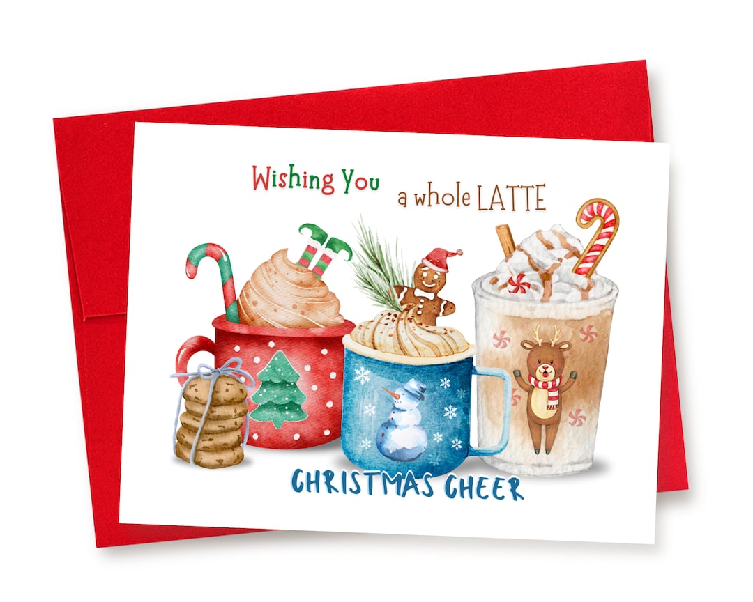 Coffee Christmas Card, Holiday Coffee Card, Latte Christmas Card, Fun ...