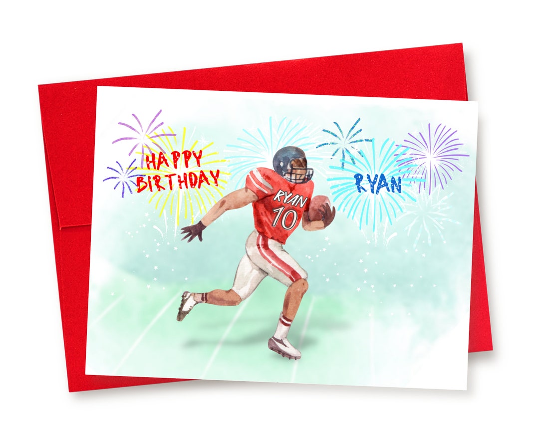Personalized Football Player Birthday Card, Sports Fan, American ...