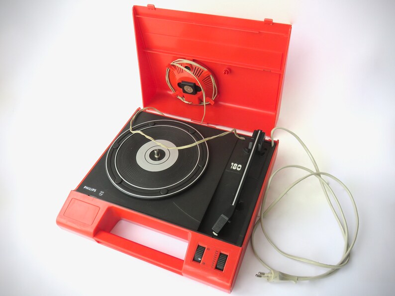 Vintage PHILIPS 180 Portable Vinyl Record Player, Red - Etsy