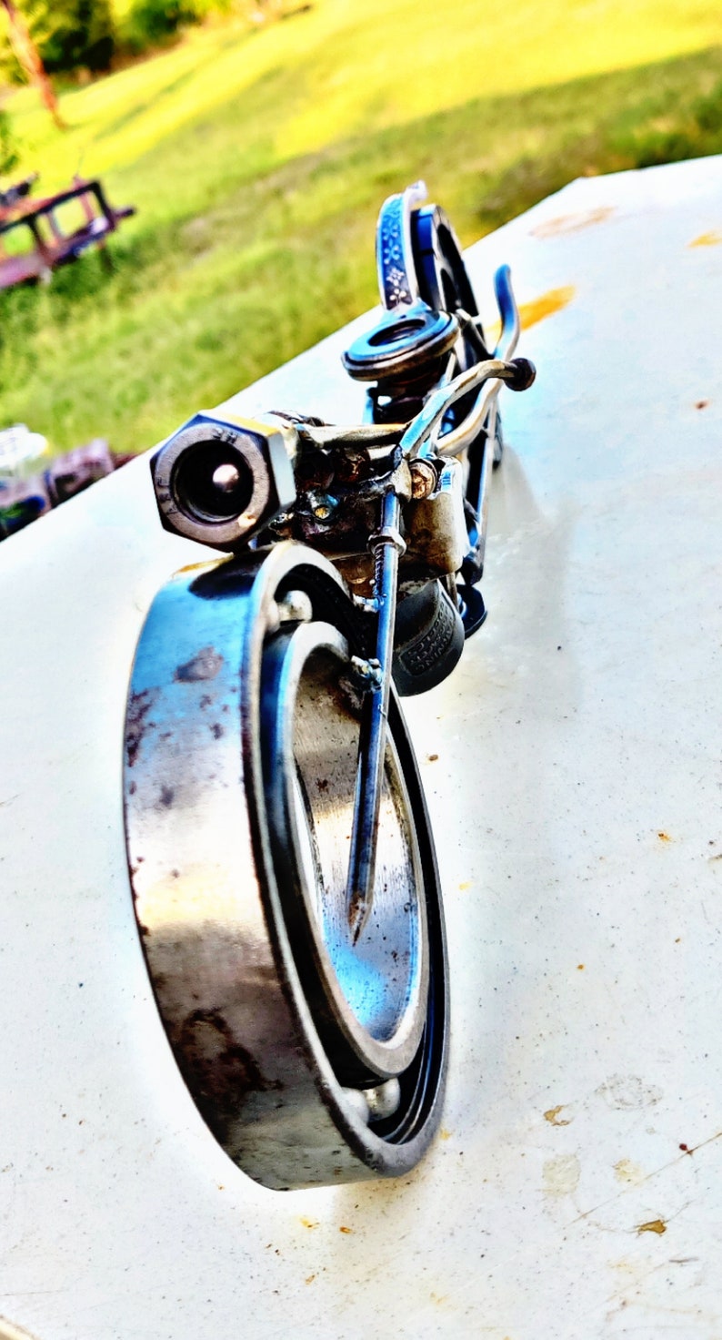 METAL ART Motorcycle Sculpture, Welded Metal Scrap Steampunk, CUSTOM ...