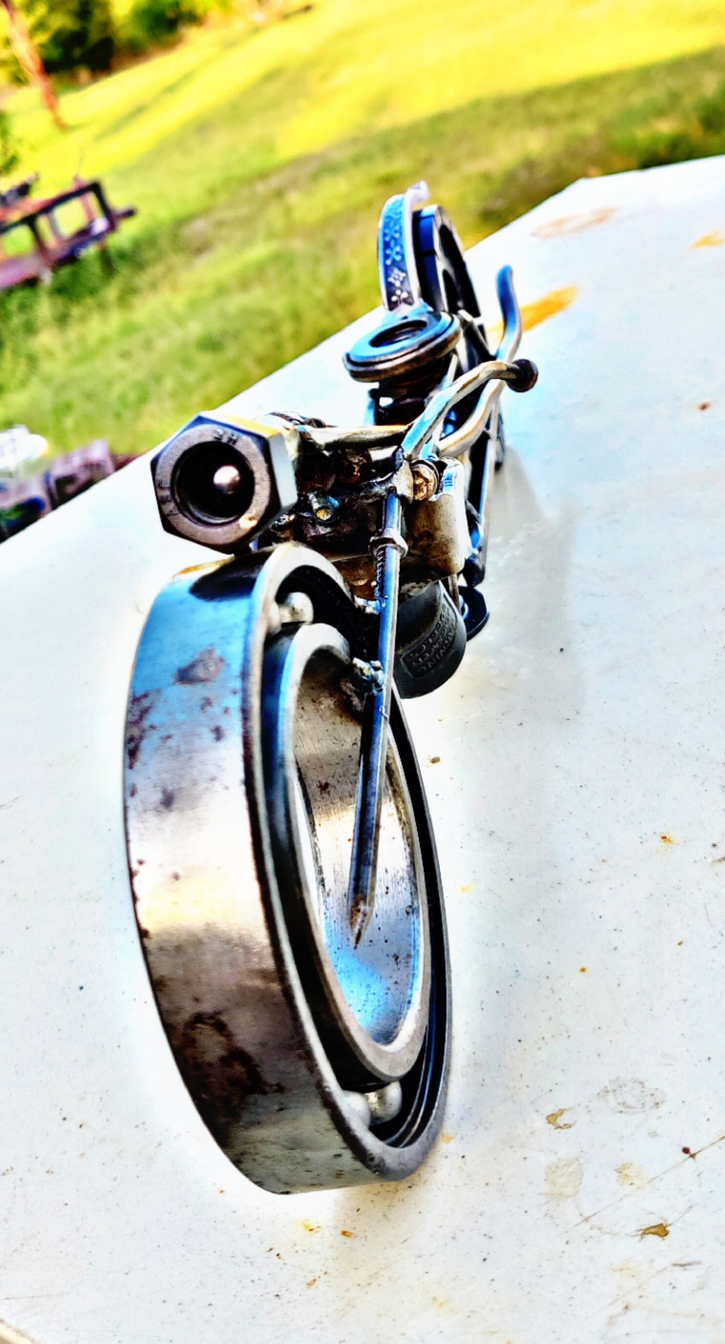 METAL ART Motorcycle Sculpture, Welded Metal Scrap Steampunk, CUSTOM ...