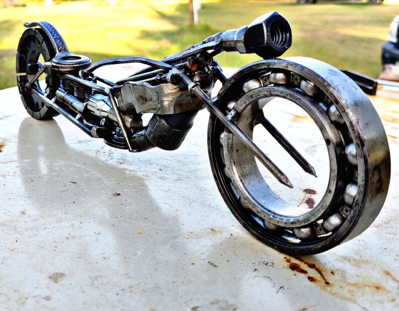 METAL ART Motorcycle Sculpture, Welded Metal Scrap Steampunk, CUSTOM ...