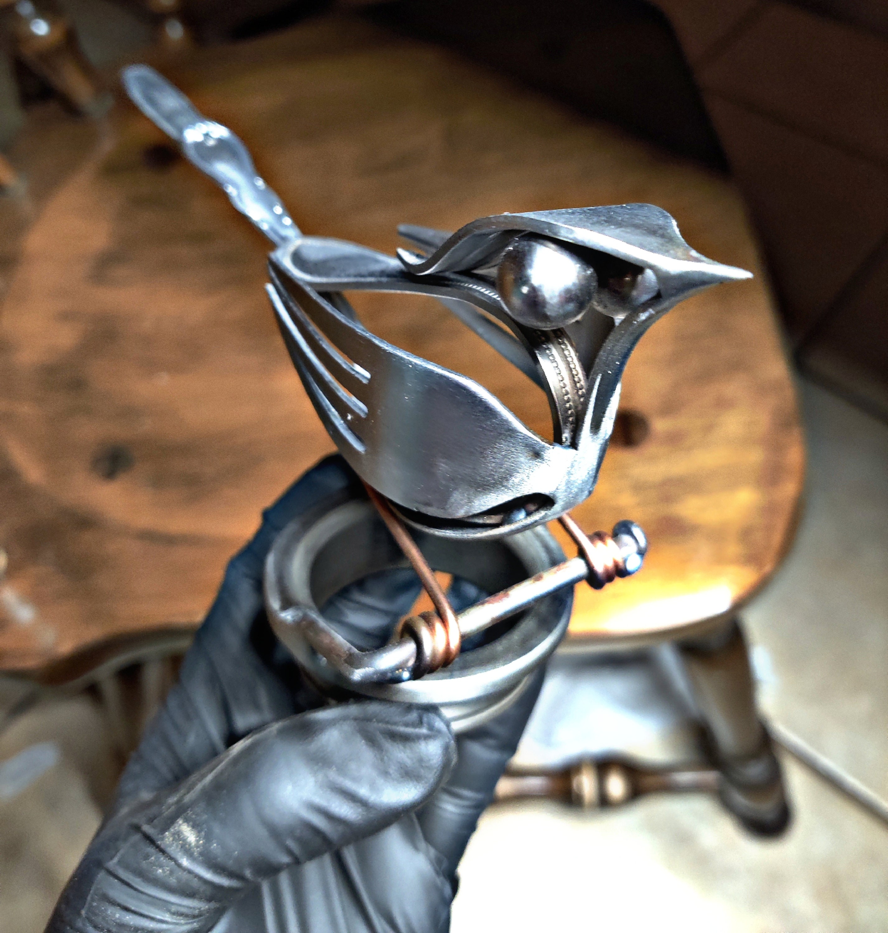 Welded Stainless Steel Cutlery Bird Sculpture - Reclaimed Metal Art - Etsy