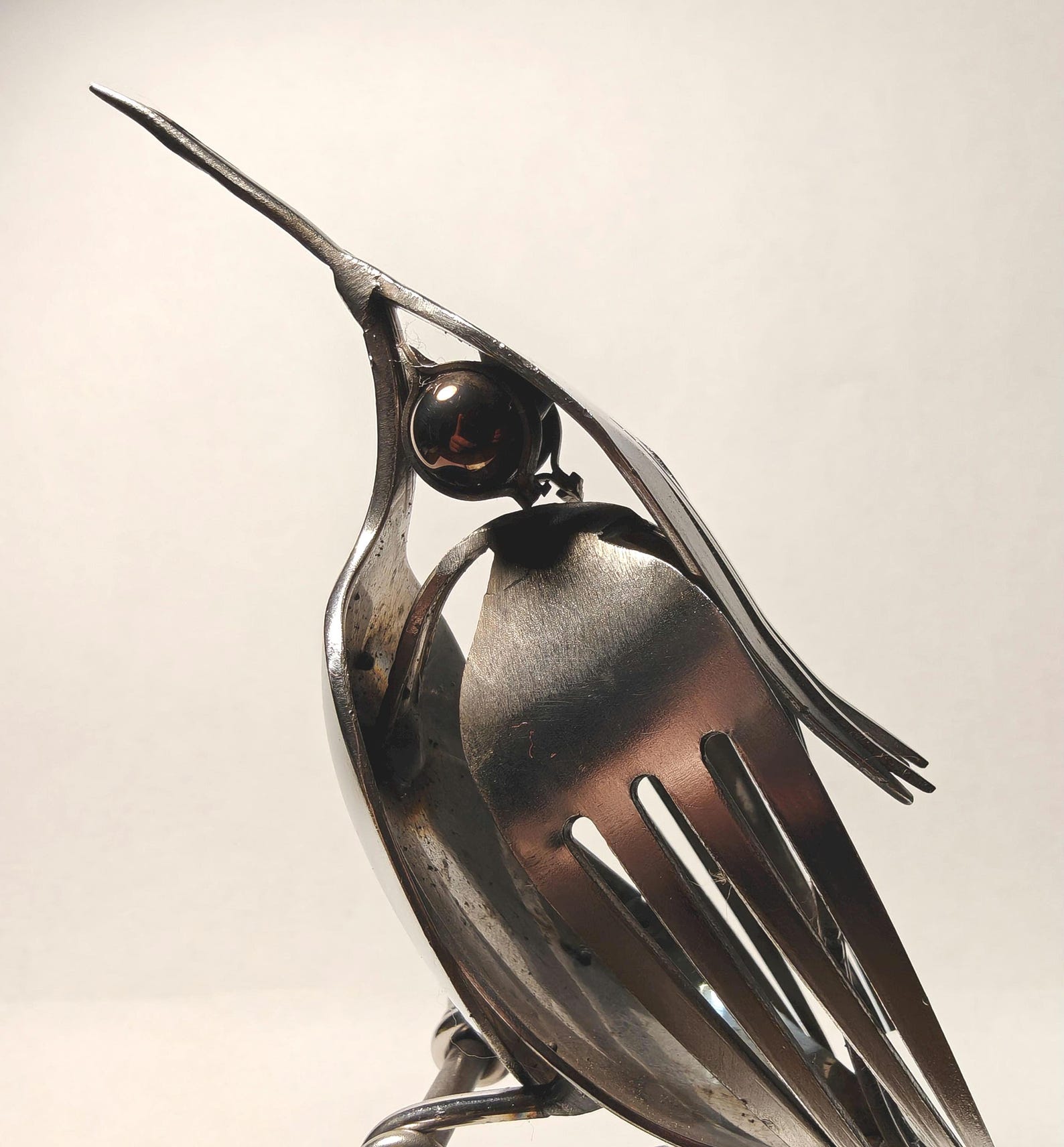 Handmade Stainless Steel Hummingbird Sculpture | Upcycled Metal Art - Etsy