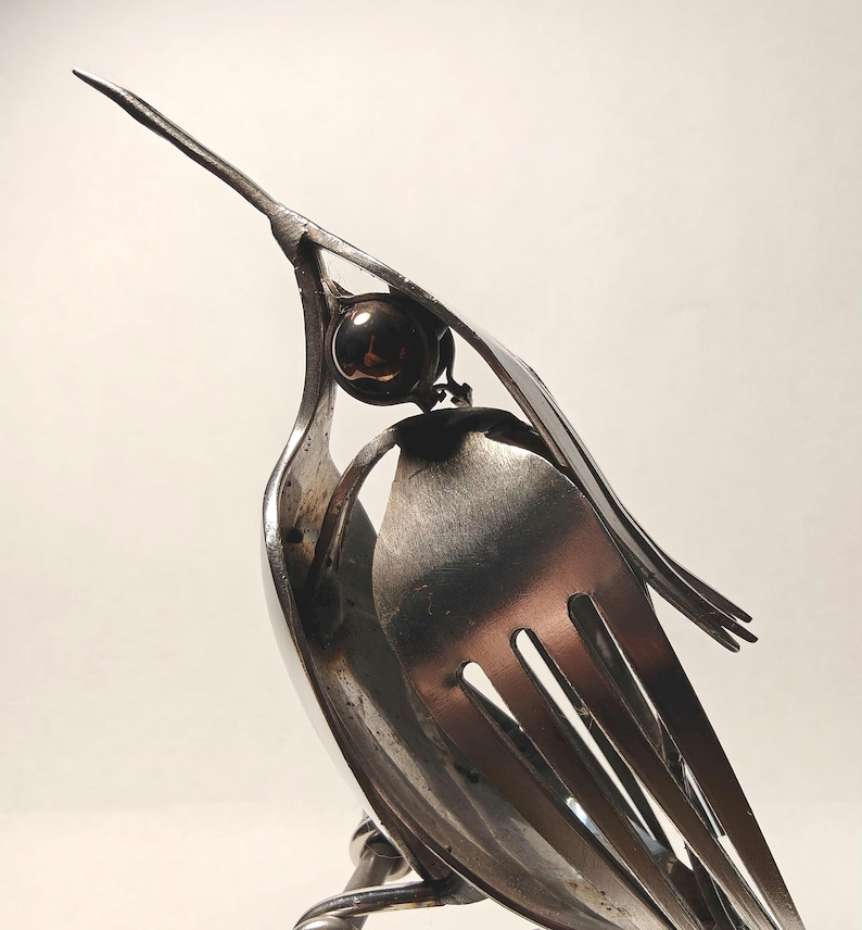 Handmade Stainless Steel Hummingbird Sculpture | Upcycled Metal Art - Etsy