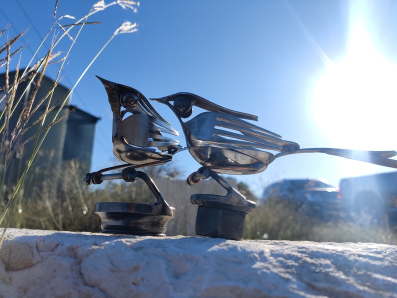 PAIR of Cutlery Bird, Stainless Steel Art Bird, Metal Art Bird, Spoon ...