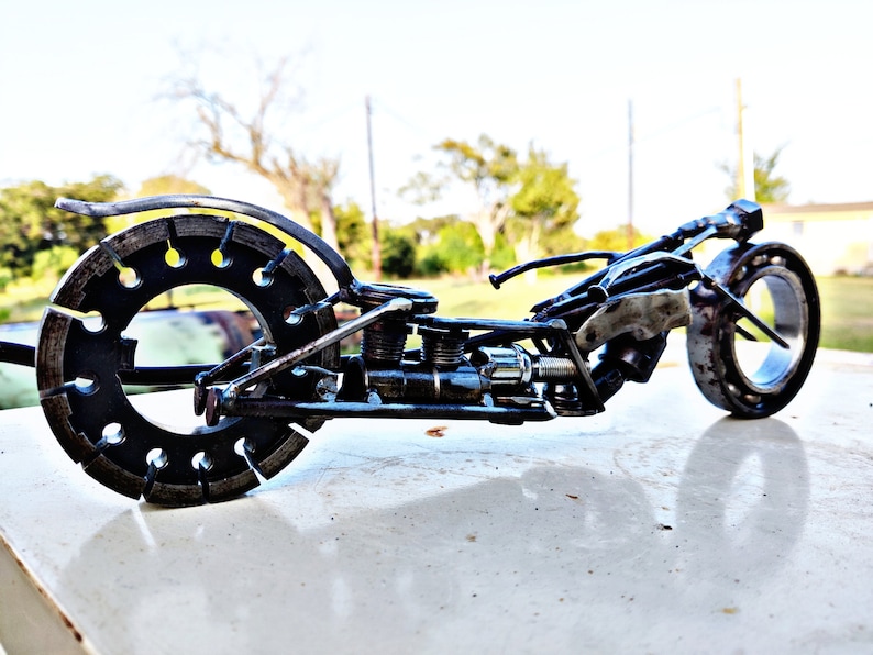 METAL ART Motorcycle Sculpture, Welded Metal Scrap Steampunk, CUSTOM ...