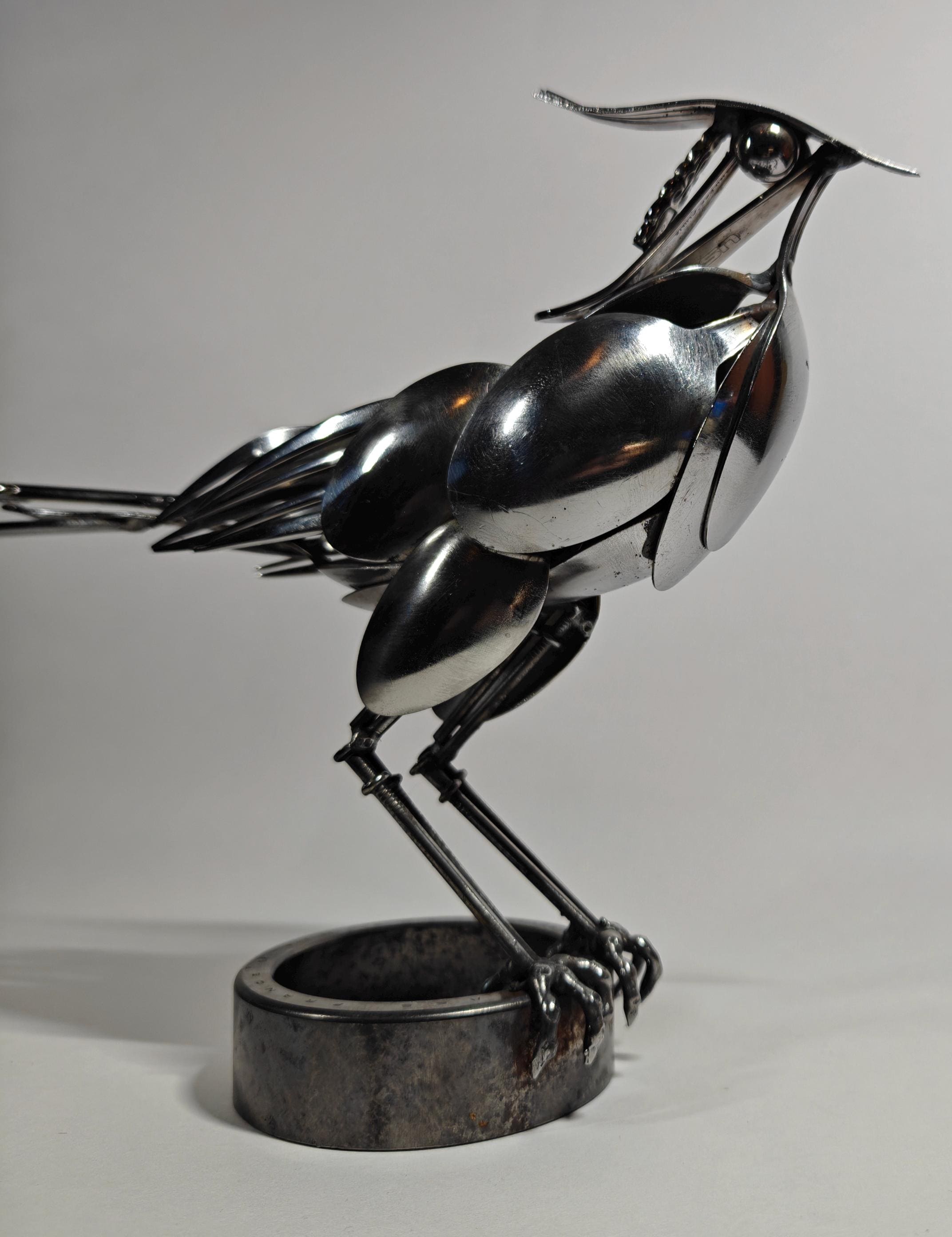 Upcycled Silverware Roadrunner Sculpture: Handmade Recycled Metal Bird ...