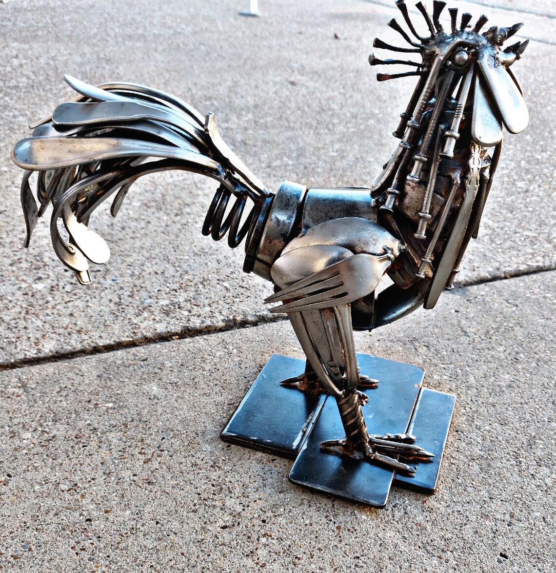 METAL ART ROOSTER, El Gallo, Chicken Farmhouse Decor, Recycled Scrap ...