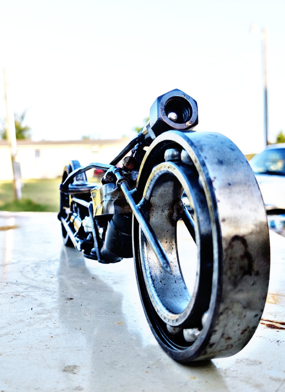 METAL ART Motorcycle Sculpture, Welded Metal Scrap Steampunk, CUSTOM ...