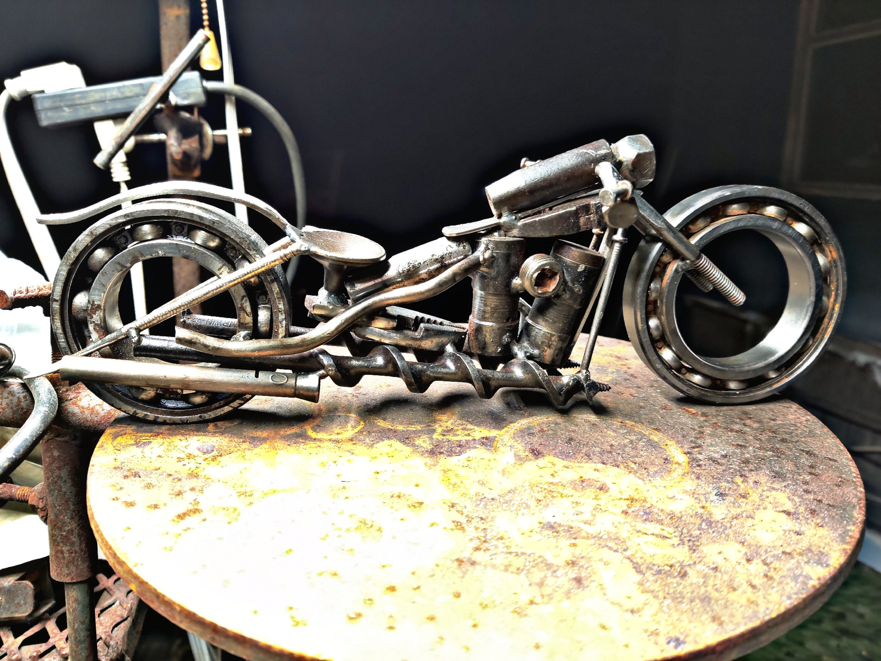 HARLEY Inspired Welded Motorcycle Sculpture Welded and Signed Metal Art ...