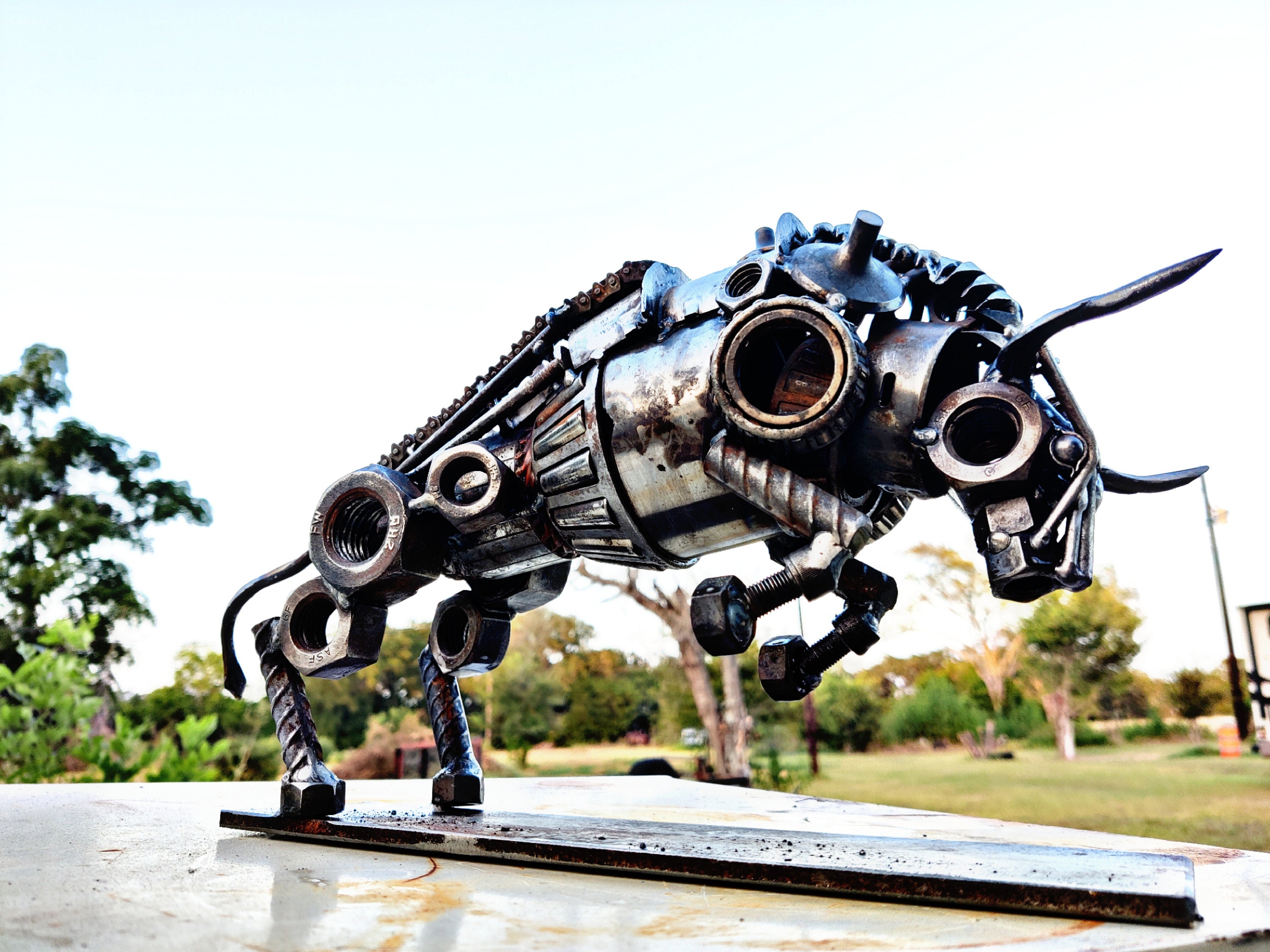 Bull Metal Art Sculpture, Steampunk Bull Mechanical Custom Made to ...