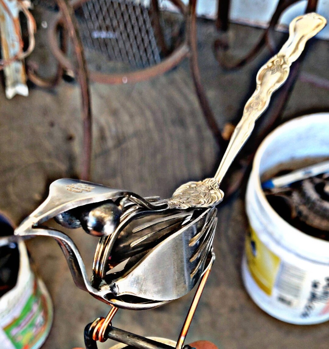 Cutlery Bird, Stainless Steel Art Bird, Metal Art Bird - Etsy