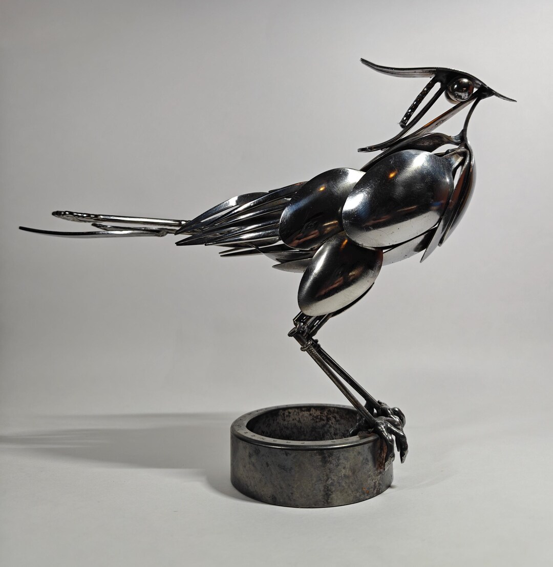 Upcycled Silverware Roadrunner Sculpture: Handmade Recycled Metal Bird ...
