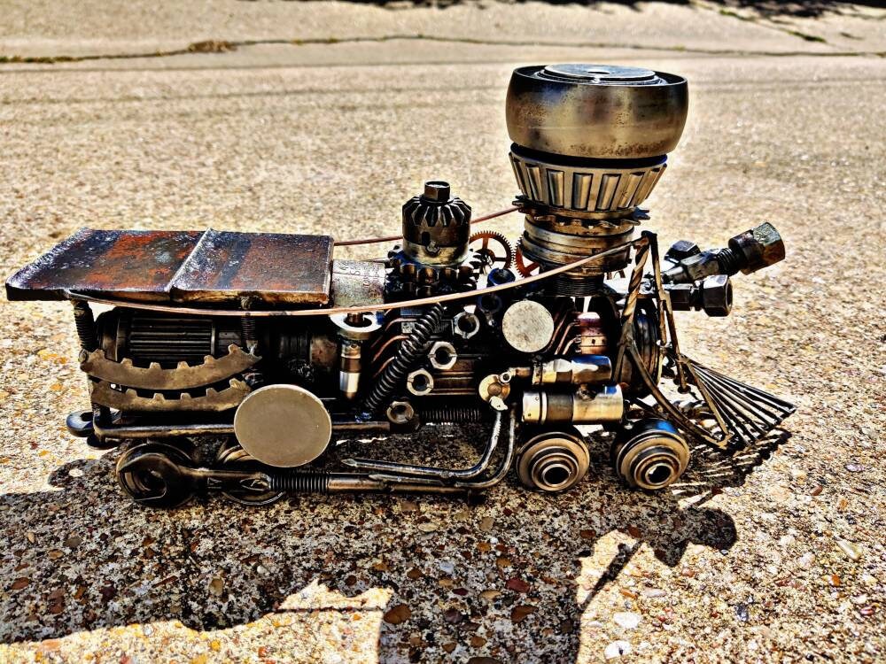 Steam Train Metal Art, Welded Metal Art, Steampunk, Train Made to Order ...