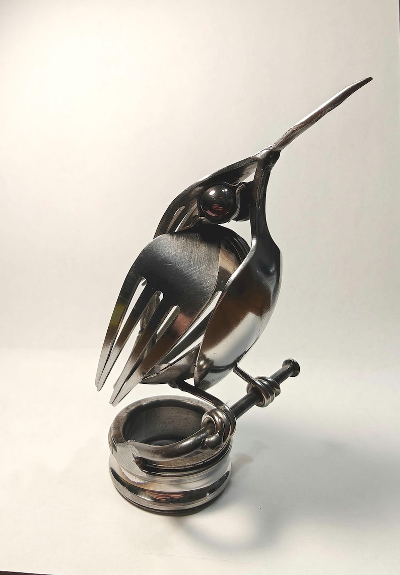 Handmade Stainless Steel Hummingbird Sculpture | Upcycled Metal Art - Etsy