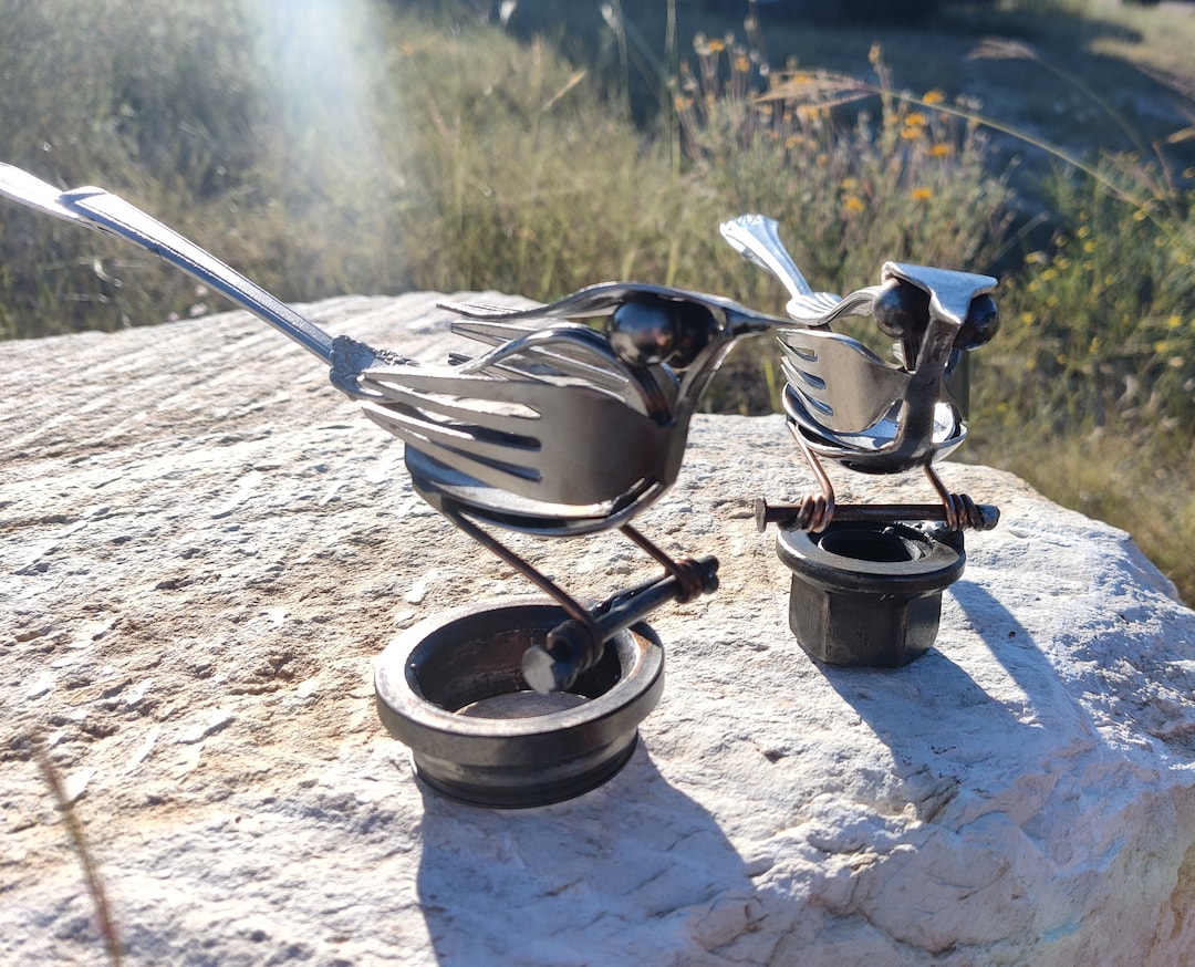 PAIR of Cutlery Bird, Stainless Steel Art Bird, Metal Art Bird, Spoon ...
