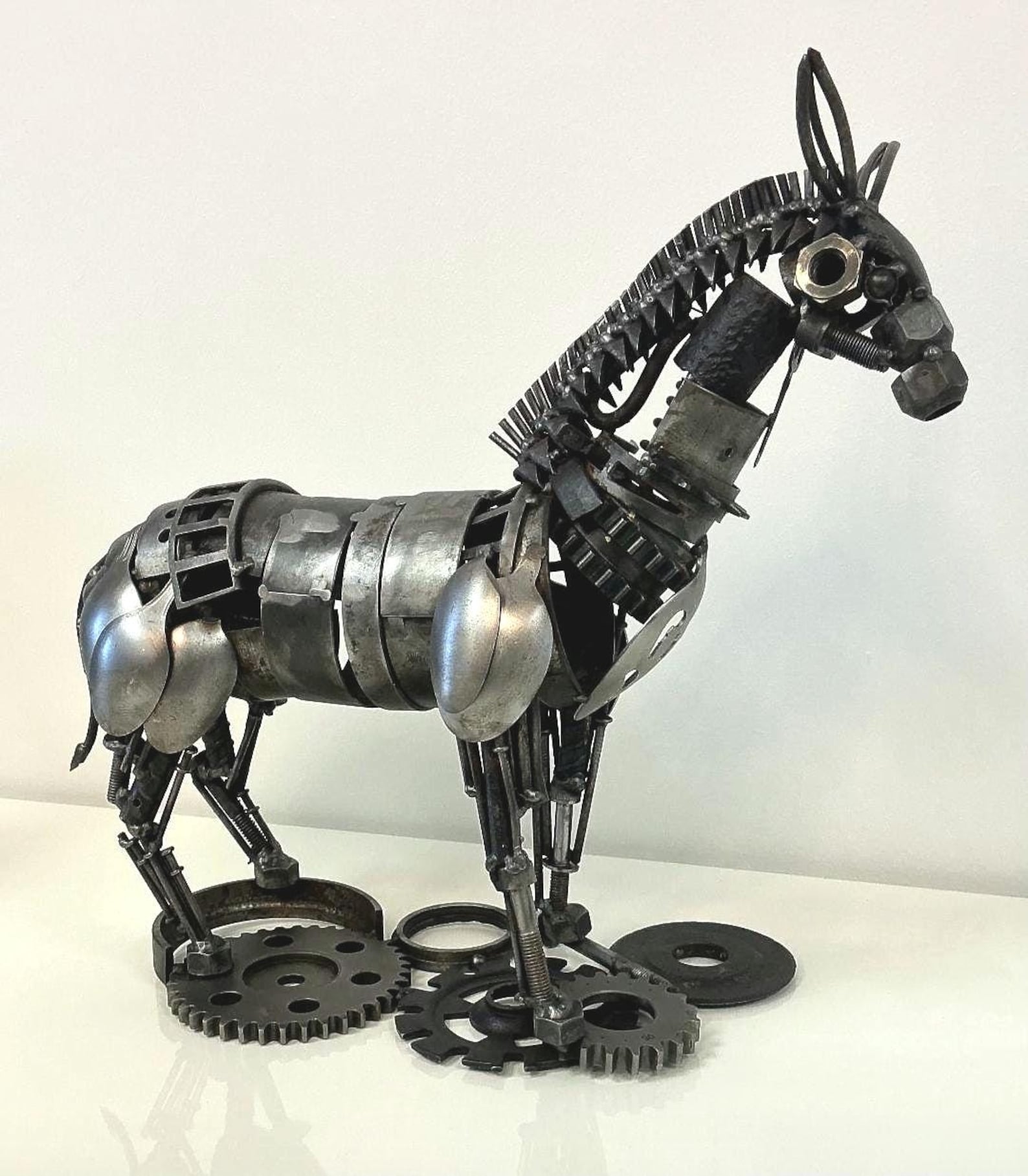 Recycled Metal Donkey Sculpture: Farmhouse Decor, Handmade Steel Art ...
