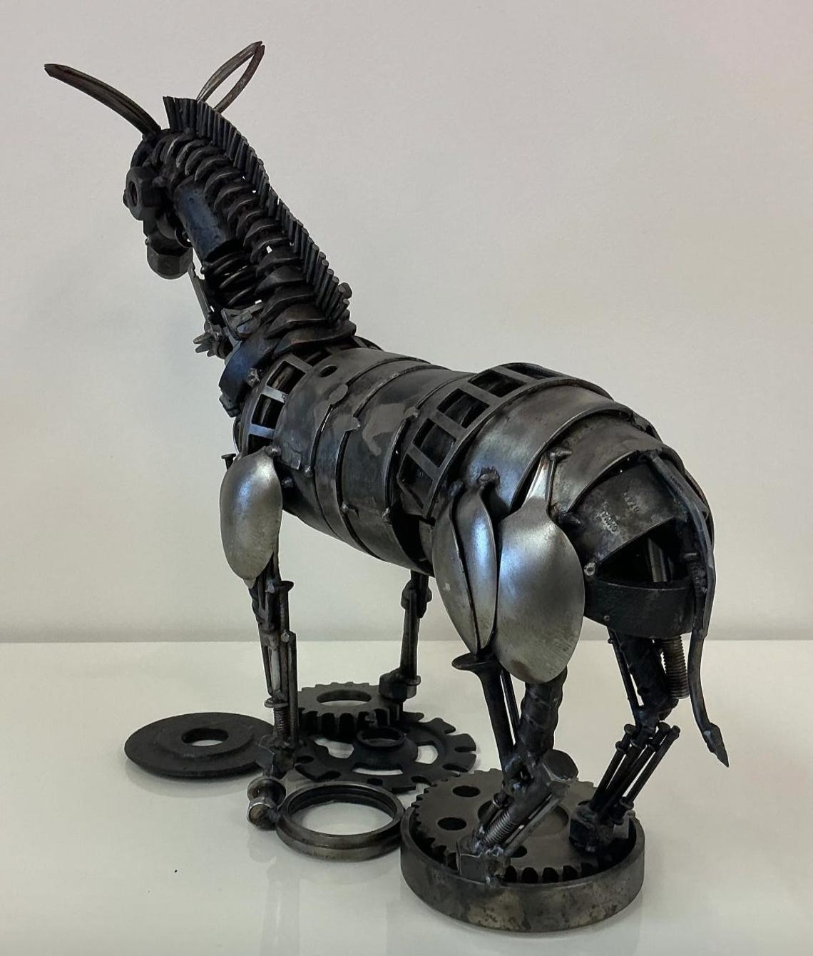 Recycled Metal Donkey Sculpture: Farmhouse Decor, Handmade Steel Art ...