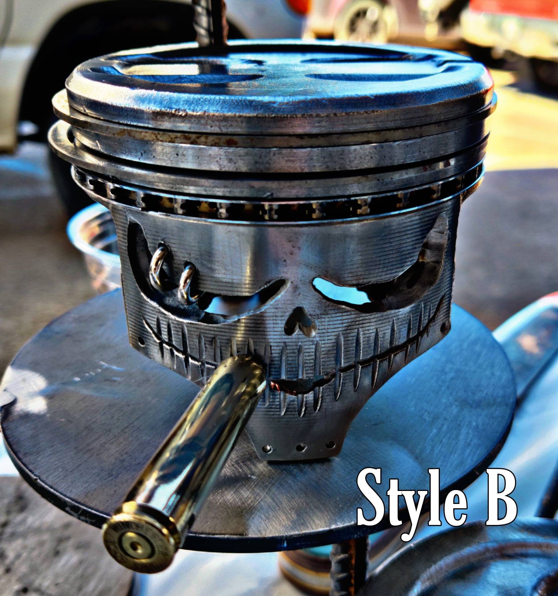 Skull Piston Carving