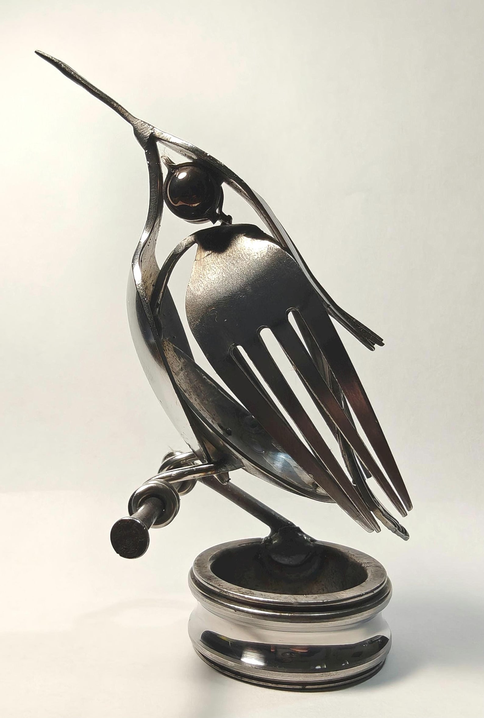 Handmade Stainless Steel Hummingbird Sculpture | Upcycled Metal Art - Etsy
