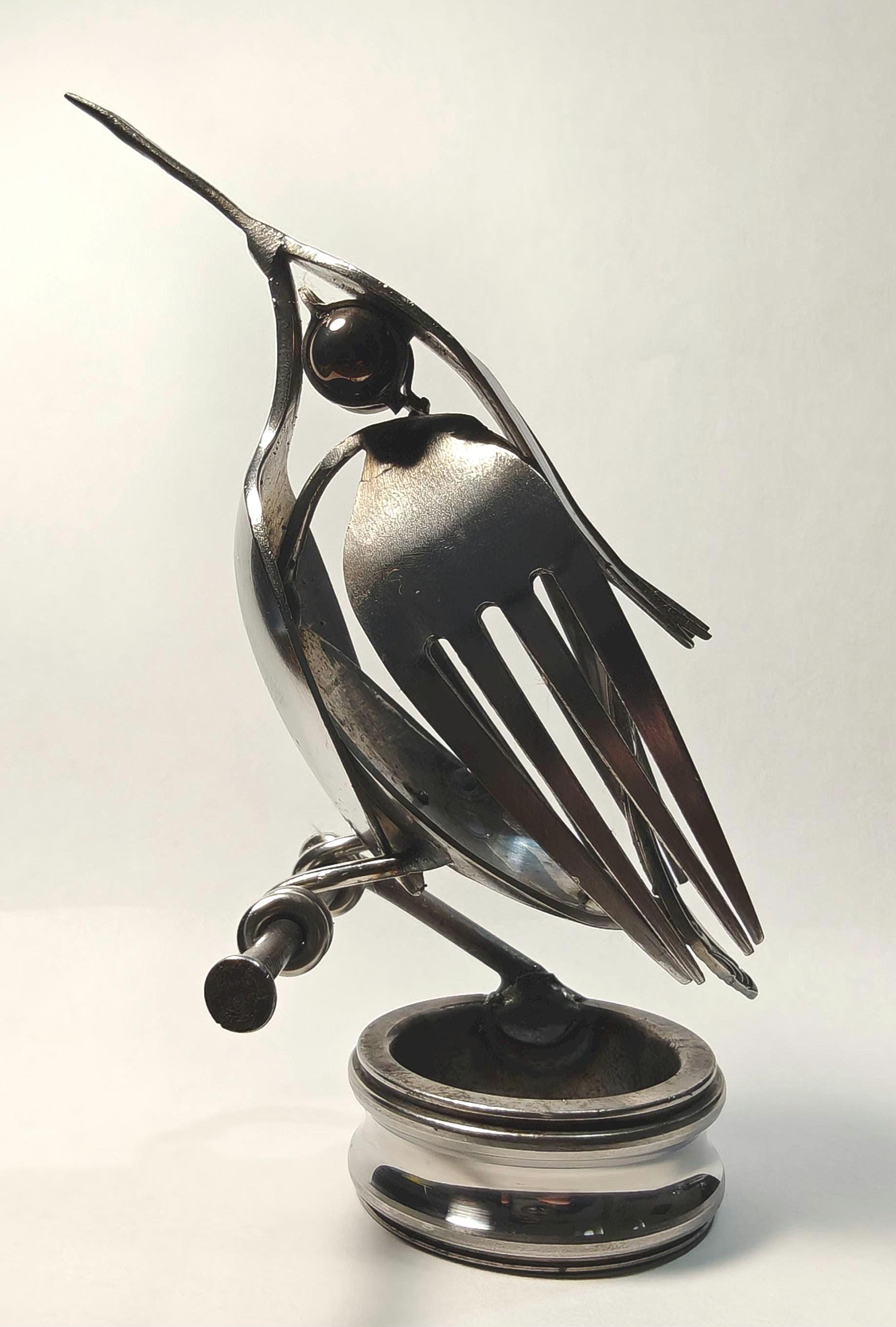 Handmade Stainless Steel Hummingbird Sculpture | Upcycled Metal Art - Etsy