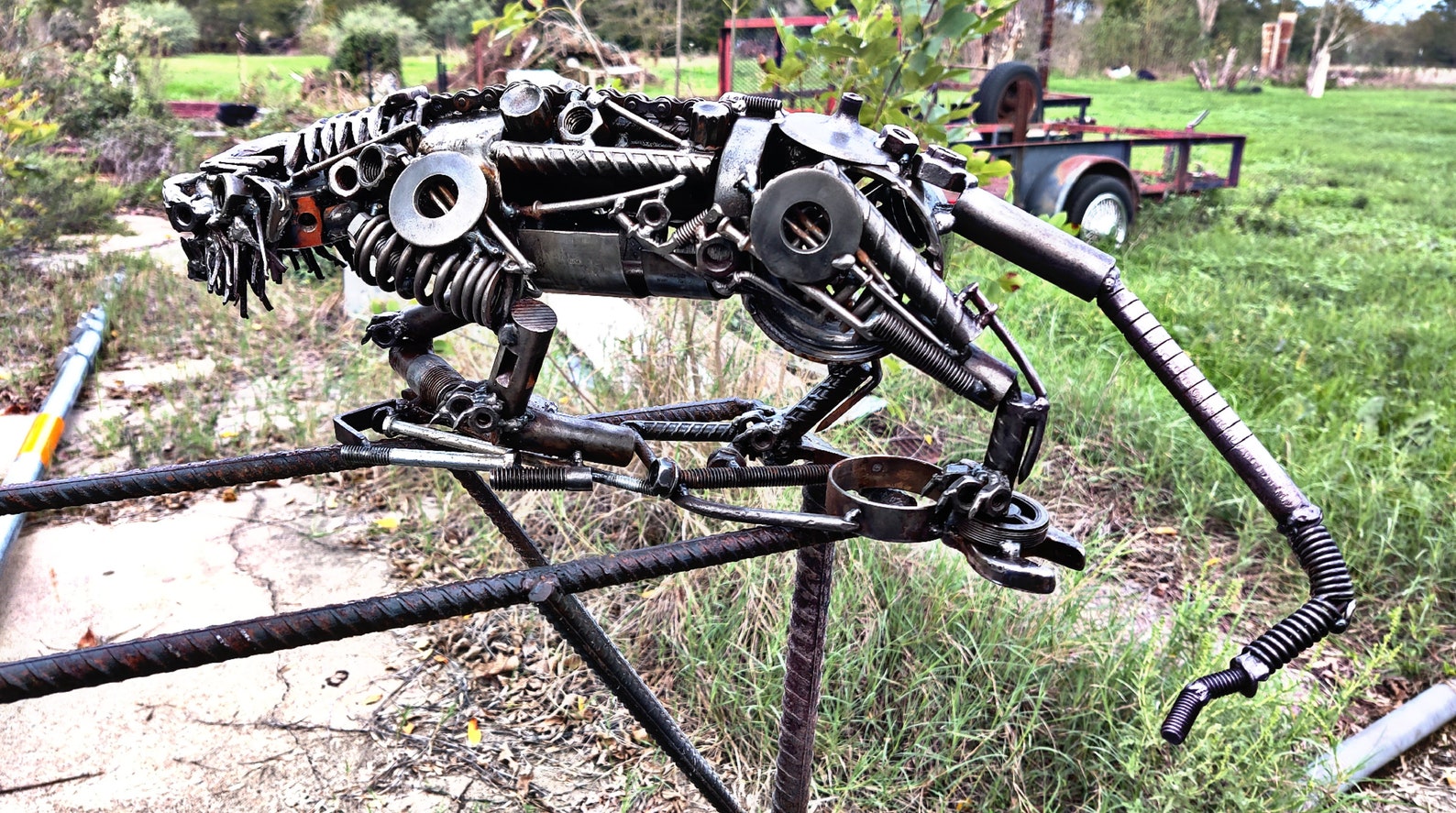 Metal Art Tiger Sculpture, Big Cat Panther Jaguar Cheeta Welded - Etsy