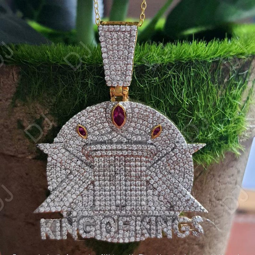 King of Kings Pendant, Simulated Diamond, 14k Gold Plated Sterling ...