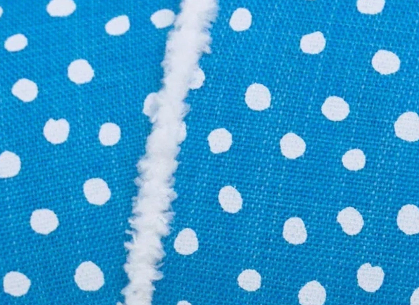 Farrisilik 4x10 Fuzzy Border in Turquoise With White Dots Ribbon - Etsy