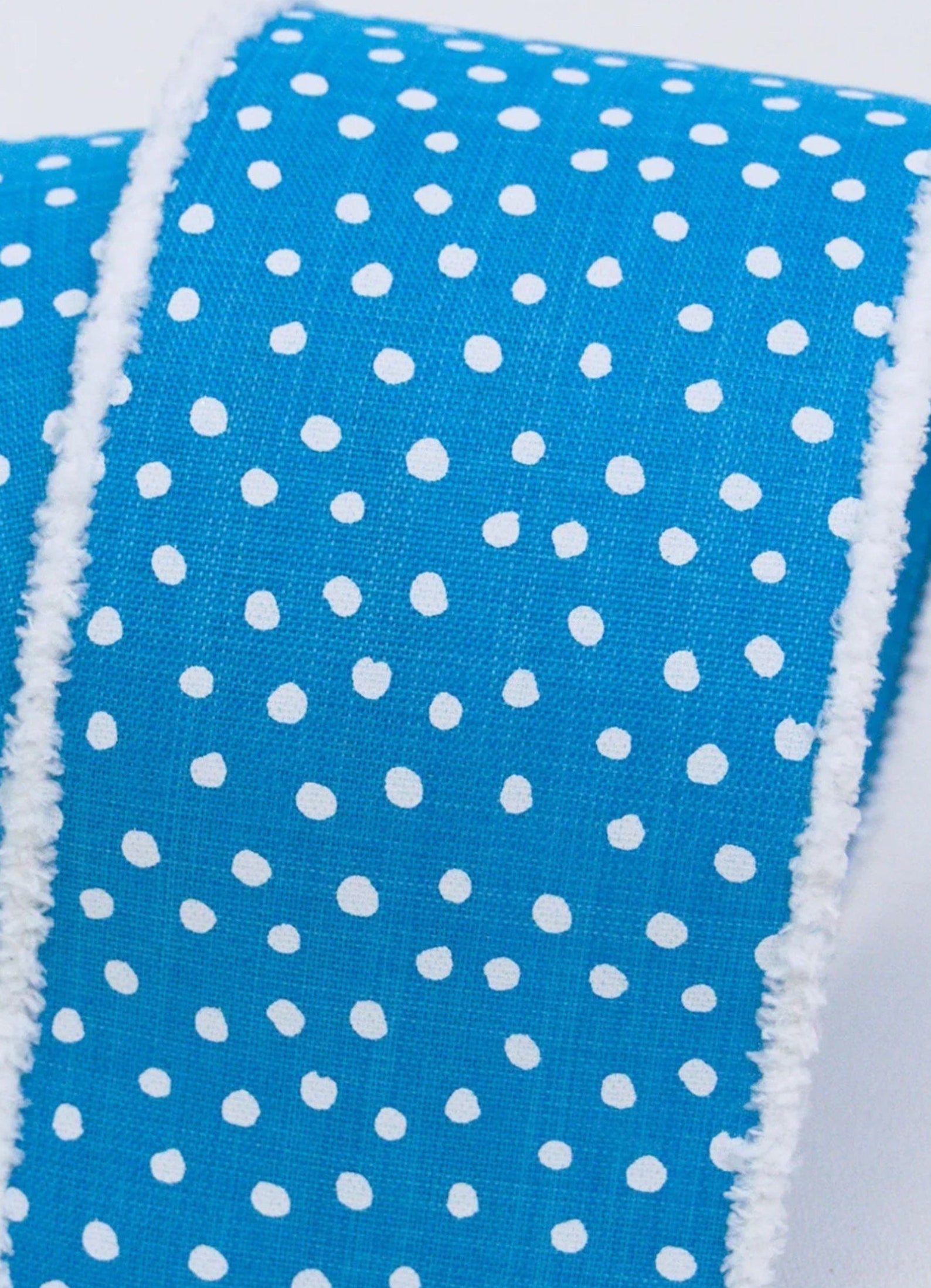 Farrisilik 4x10 Fuzzy Border in Turquoise With White Dots Ribbon - Etsy