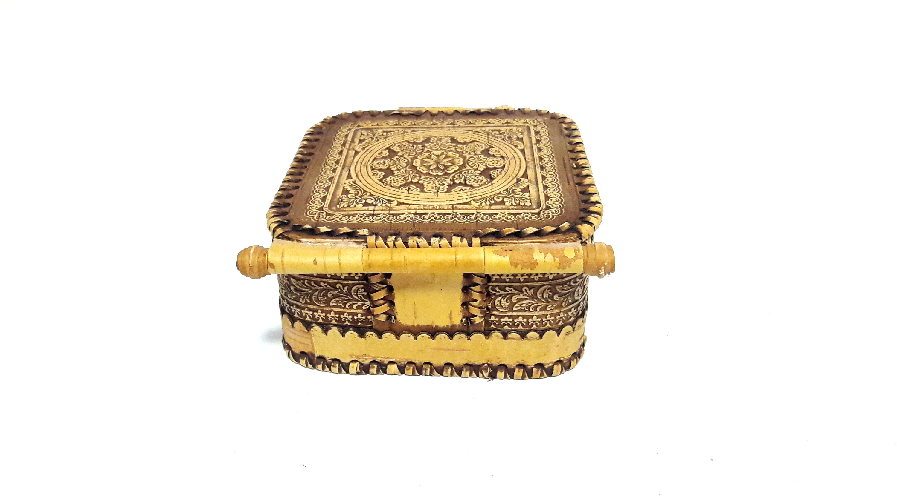 Wood birch bark box box with mirror eco natural organic | Etsy