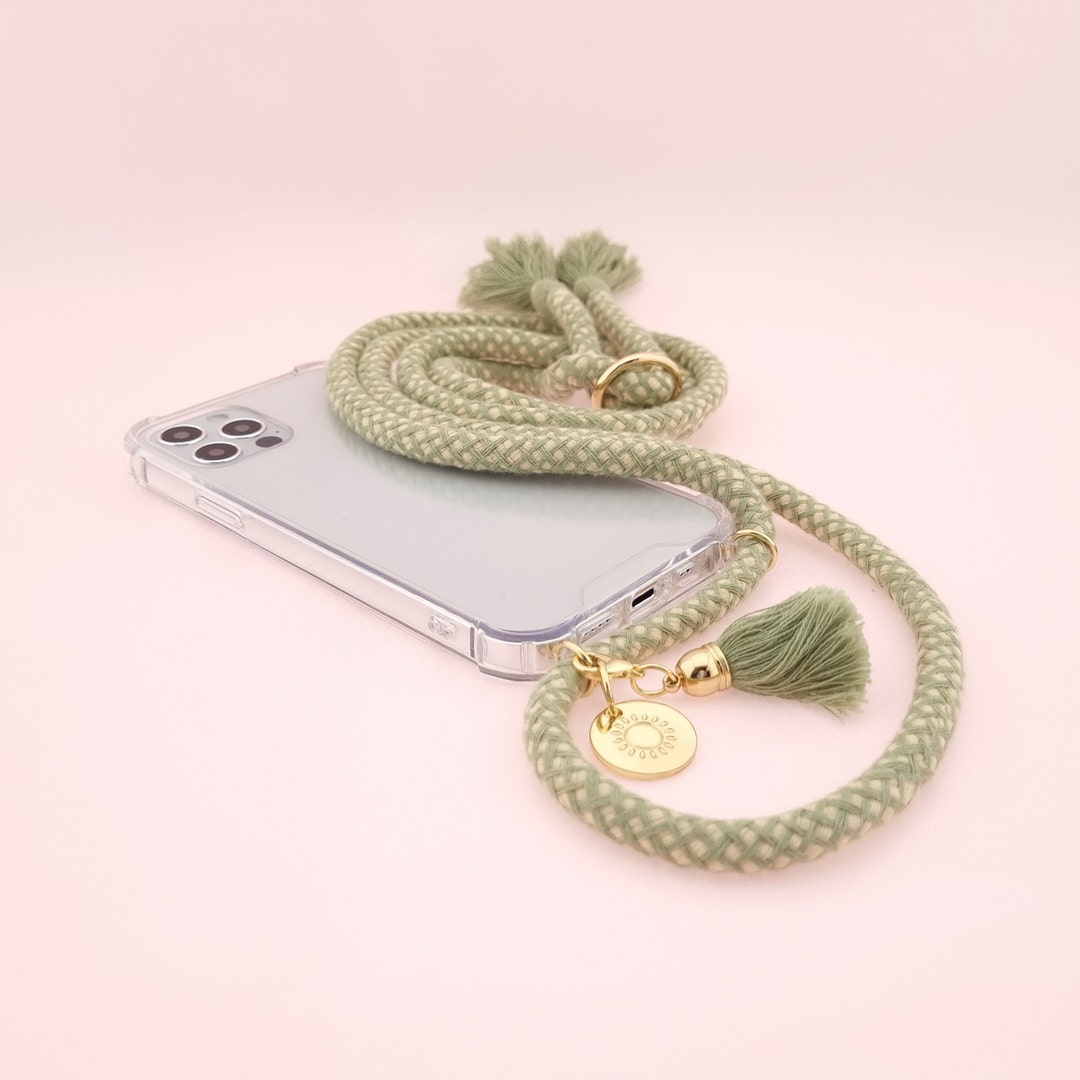 Cotton Mobile Phone Chain YUCCA in Boho Style With Pompoms and Tassel ...