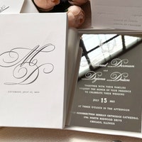 Silver Mirror Acrylic Wedding Invitation Set: Modern Elegant White ...