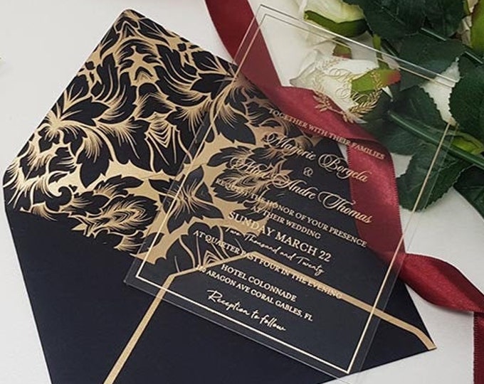 Geometric Wedding Invitation 3D Gold Wedding Invitation - Etsy