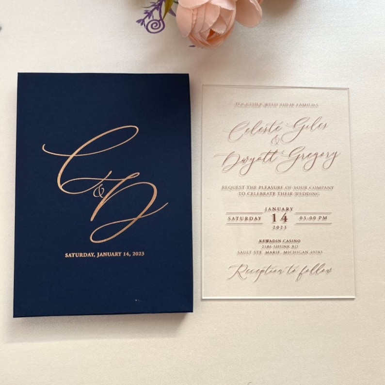 Blue Color Wedding Invitation Blue Acrylic Wedding - Etsy