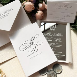 Silver Mirror Acrylic Wedding Invitation: Elegant White Box Suite ...