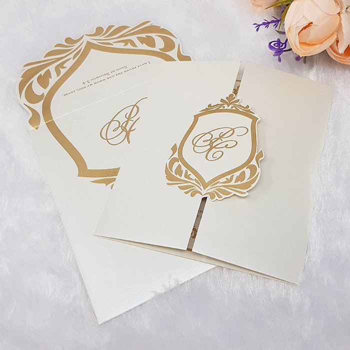 White Gate Fold Wedding Invitation Wedding Invitations Gold - Etsy