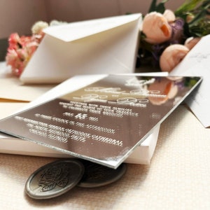 Silver Mirror Acrylic Wedding Invitation: Elegant White Box Suite ...