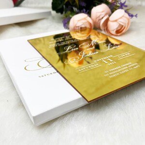 Gold Mirror Boxed Acrylic Invitations Gold Mirror Wedding - Etsy