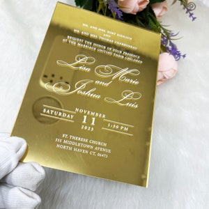 Gold Mirror Boxed Acrylic Invitations Gold Mirror Wedding - Etsy