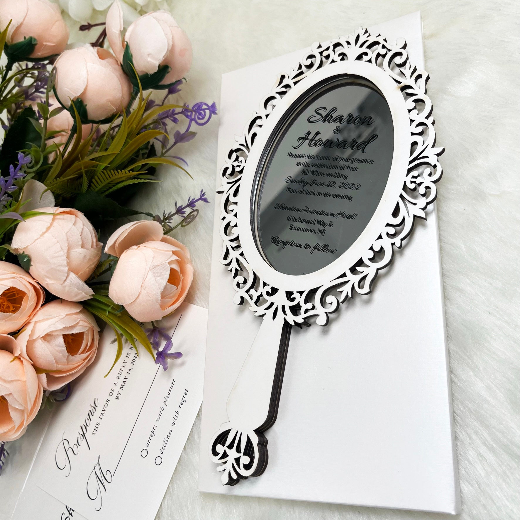 Cinderella Mirror Invitation • White Shimmer Sweet 16 & Quinceañera ...