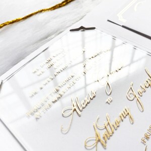 Gold Foil Wedding Invitations - Clear Acrylic Wedding Invitations ...