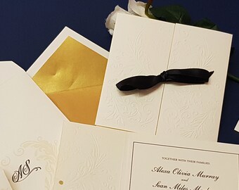 Embossed Wedding Invitations - Etsy