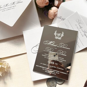 Silver Mirror Acrylic Wedding Invitation: Elegant White Box Suite ...