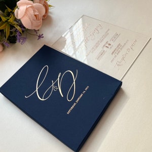 Blue Color Wedding Invitation, Blue Acrylic Wedding Invitations, Rose ...